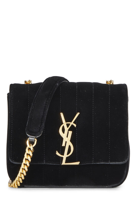 YSL Black Quilted Velvet Vicky Crossbody Small QTB16I39KH000 | WGACA