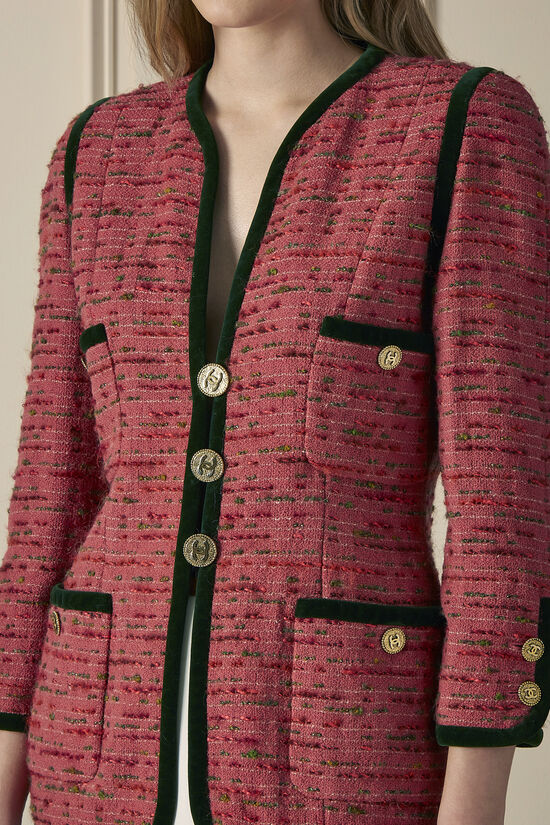 Chanel Pink Velvet-Trimmed Tweed Jacket 60CHW-033 | WGACA