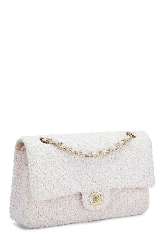 Chanel Light Pink Tweed Classic Double Flap Medium - What Goes Around ...