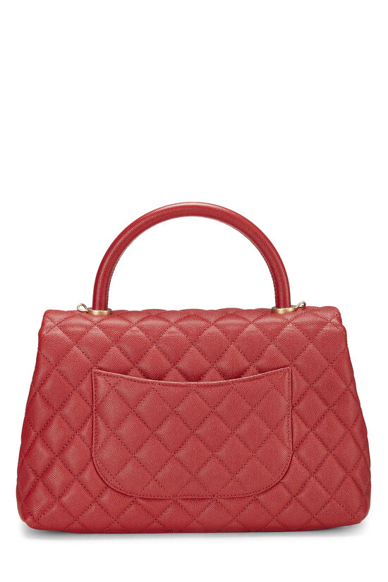 Chanel Red Quilted Caviar Coco Handle Bag Small Q6BFSJ0FRH000 | WGACA