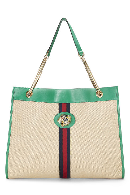Gucci Green Canvas Rajah Tote Large QFB12D0EG5000 | WGACA