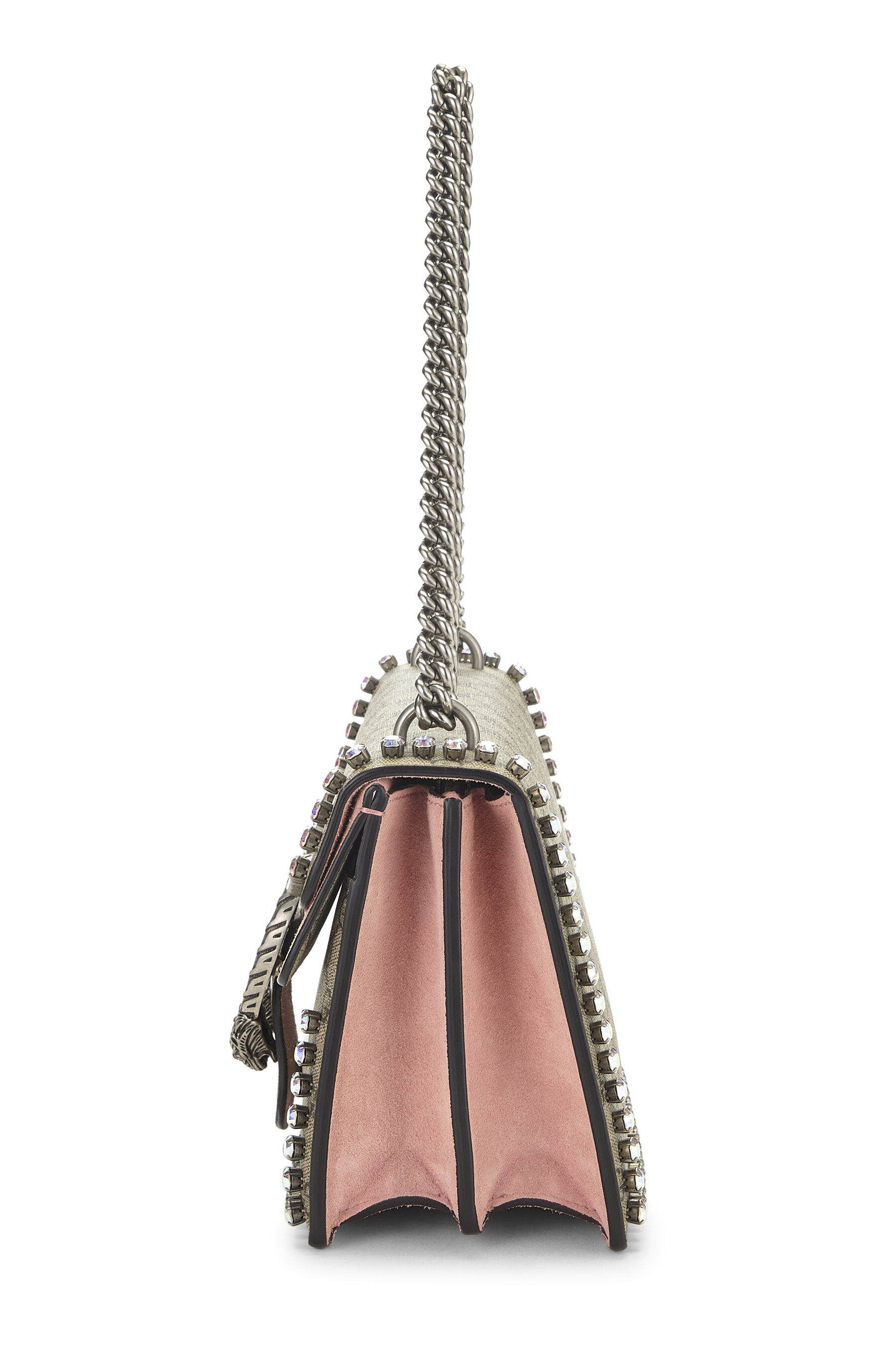 Pink GG Supreme Crystal Embellished Dionysus Shoulder Bag Small