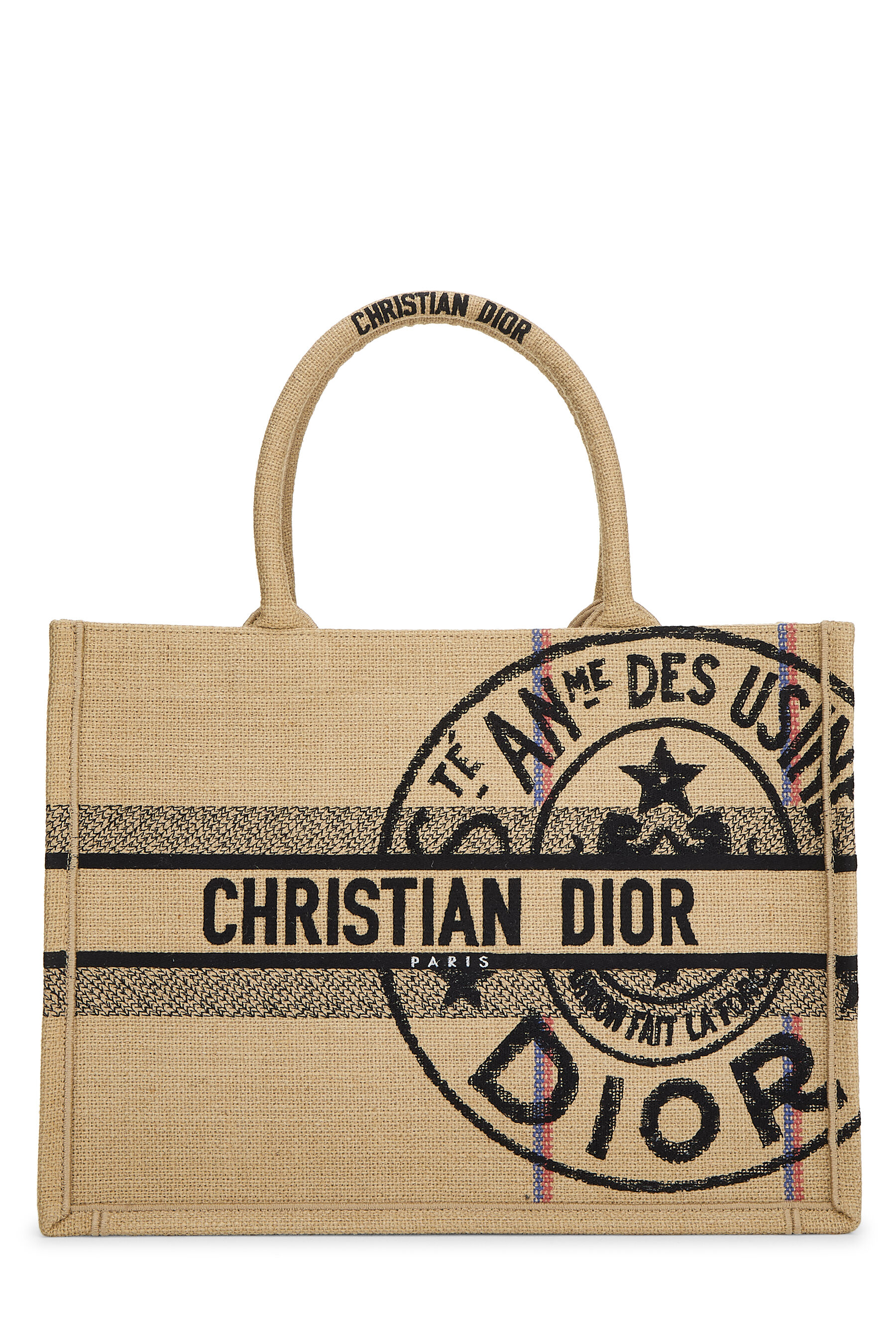 Beige Embroidered Jute Book Tote Medium - Great Gifts Club